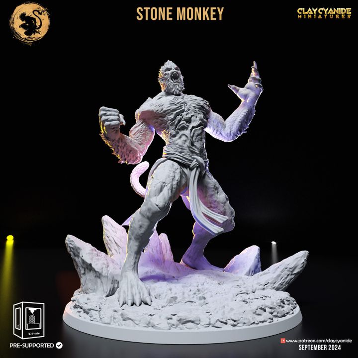 3D Printable Stone Monkey by Clay Cyanide Miniatures